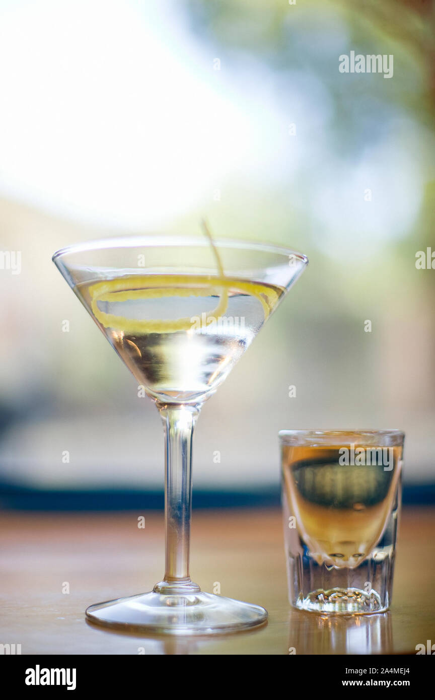 Cocktail and shot in a bar Stock Photo - Alamy