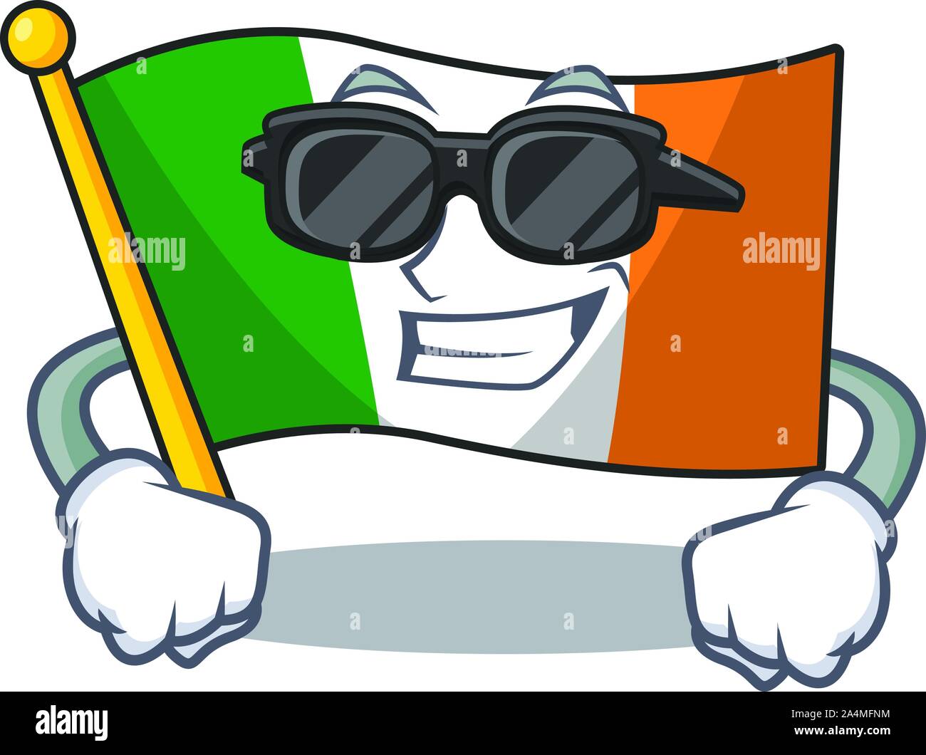 Super cool flag ireland hoisted above cartoon pole Stock Vector Image ...