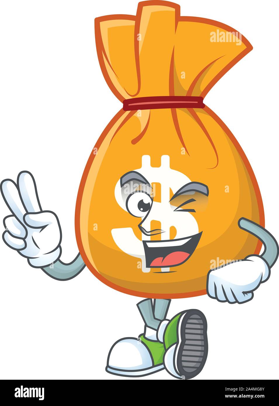 Two finger cartoon bag of money with mascot Stock Vector Image & Art ...