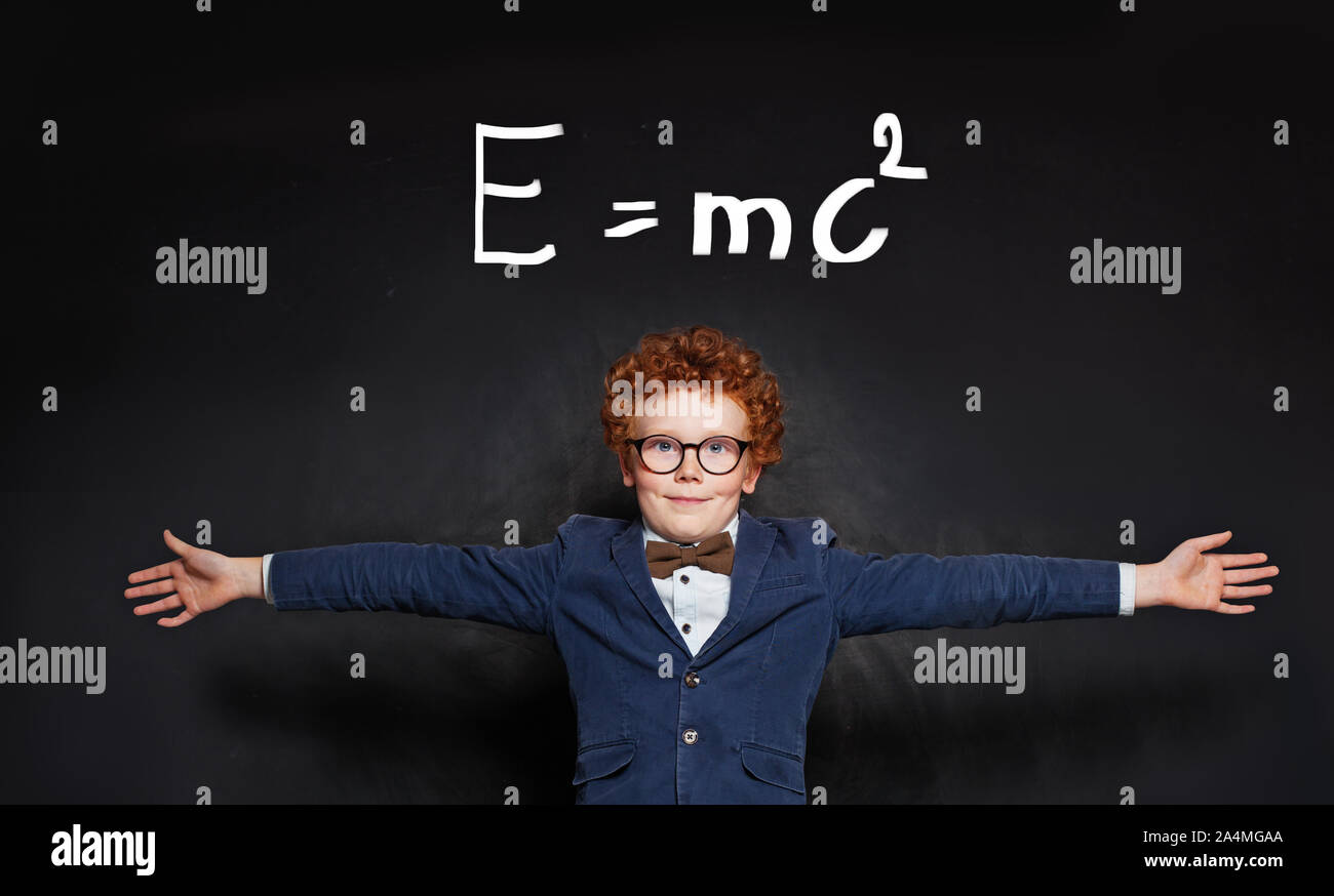 Happy child learning science Stock Photo - Alamy