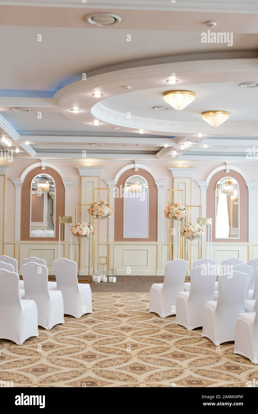 Fashionable decor for a classical wedding in the solemn hall of ...
