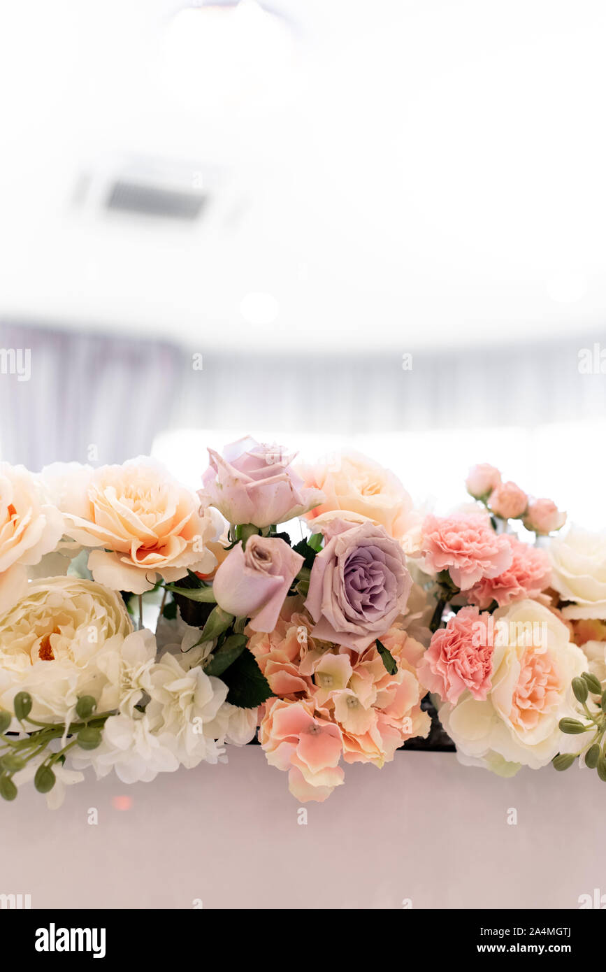 Gentle wedding flower decor. Beautiful background of fresh flowers ...