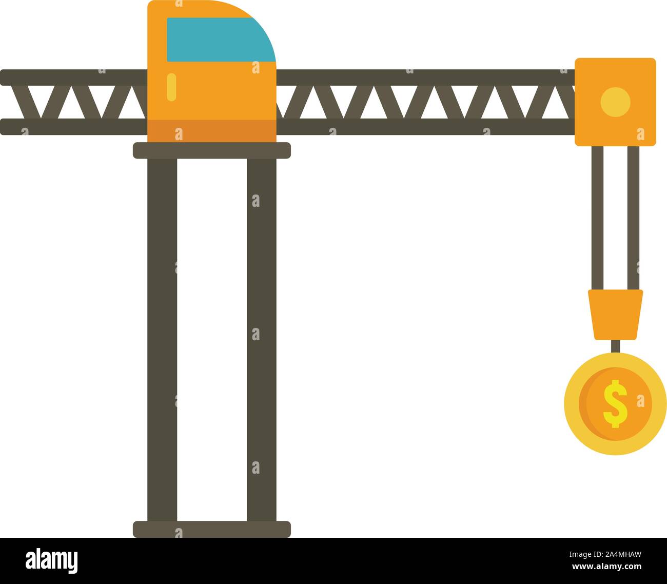 Money crane management icon. Flat illustration of money crane ...