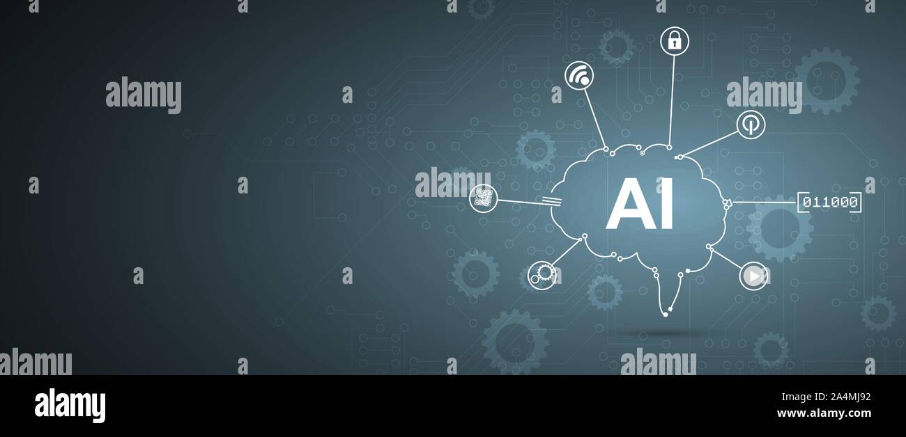 Conceptual technology illustration of artificial intelligence. Abstract ...