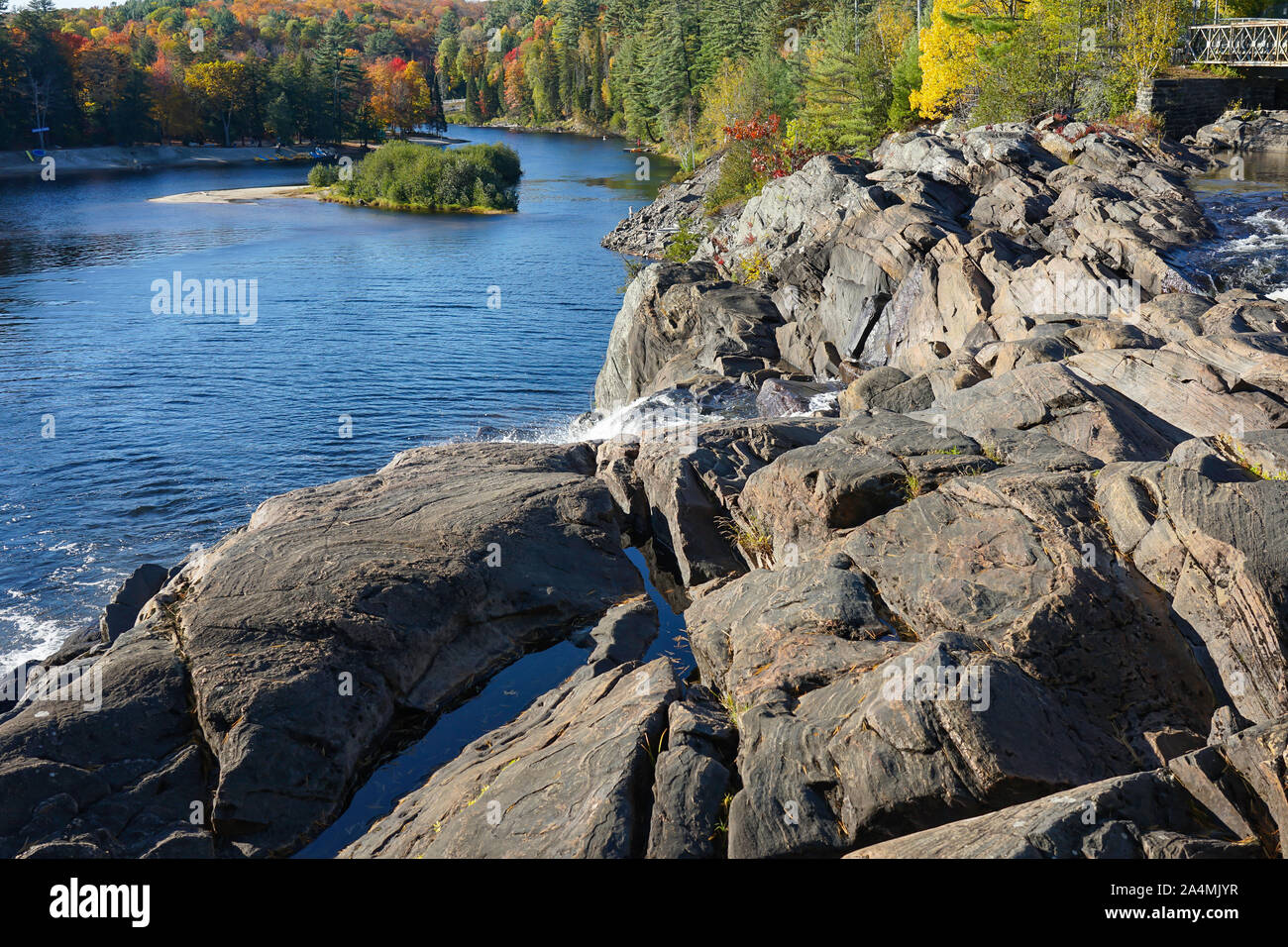 Autumn scene in Baysville, and High Falls near Bracebridge, Ontario ...