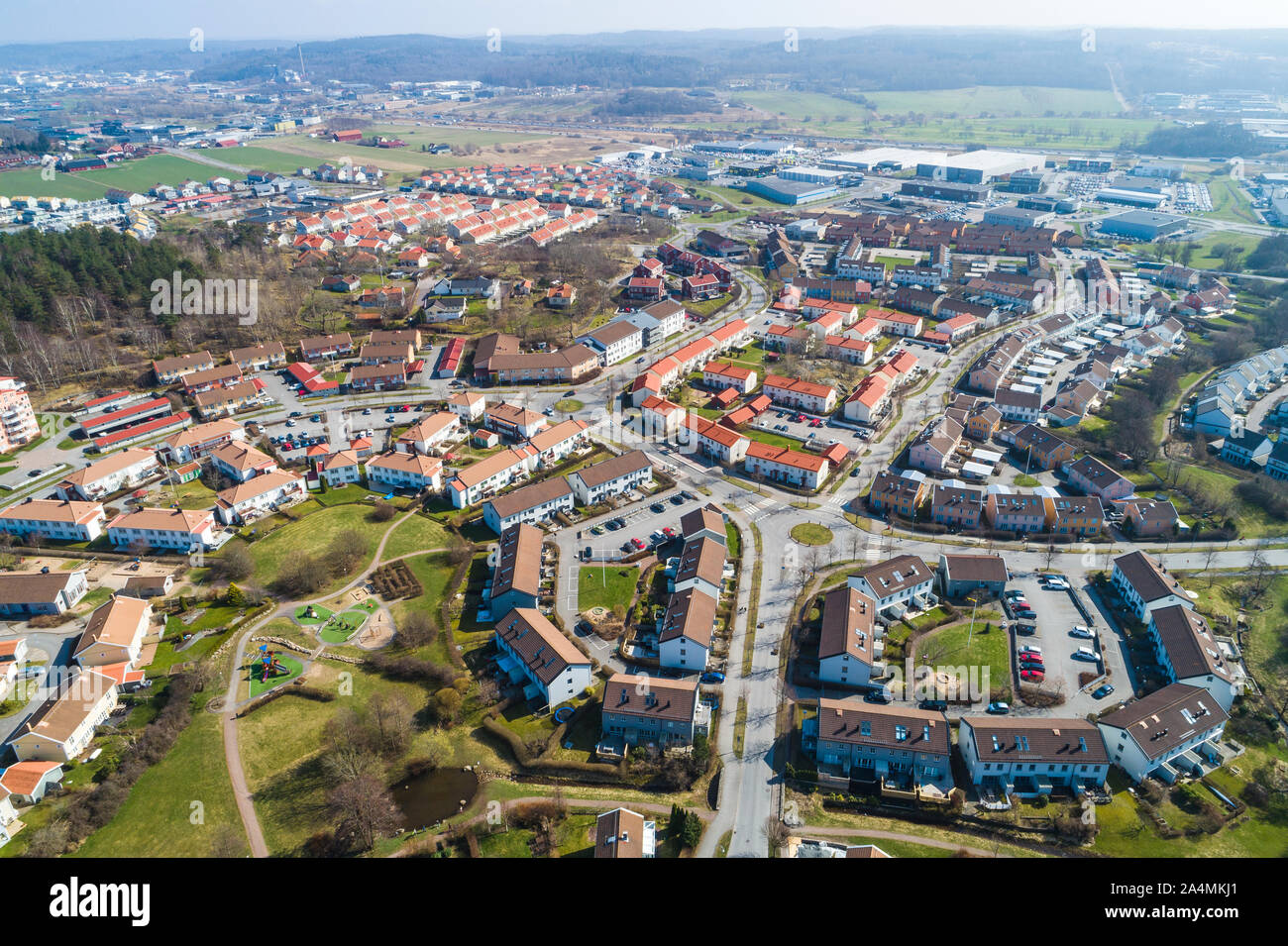 Aerial view of suburb Stock Photo - Alamy