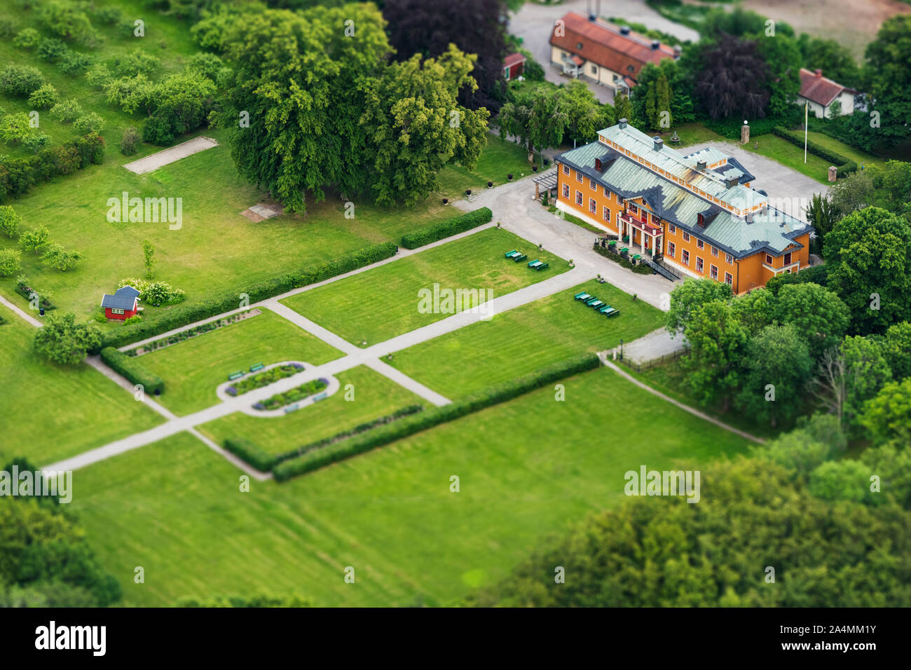 Aerial view of mansion Stock Photo - Alamy