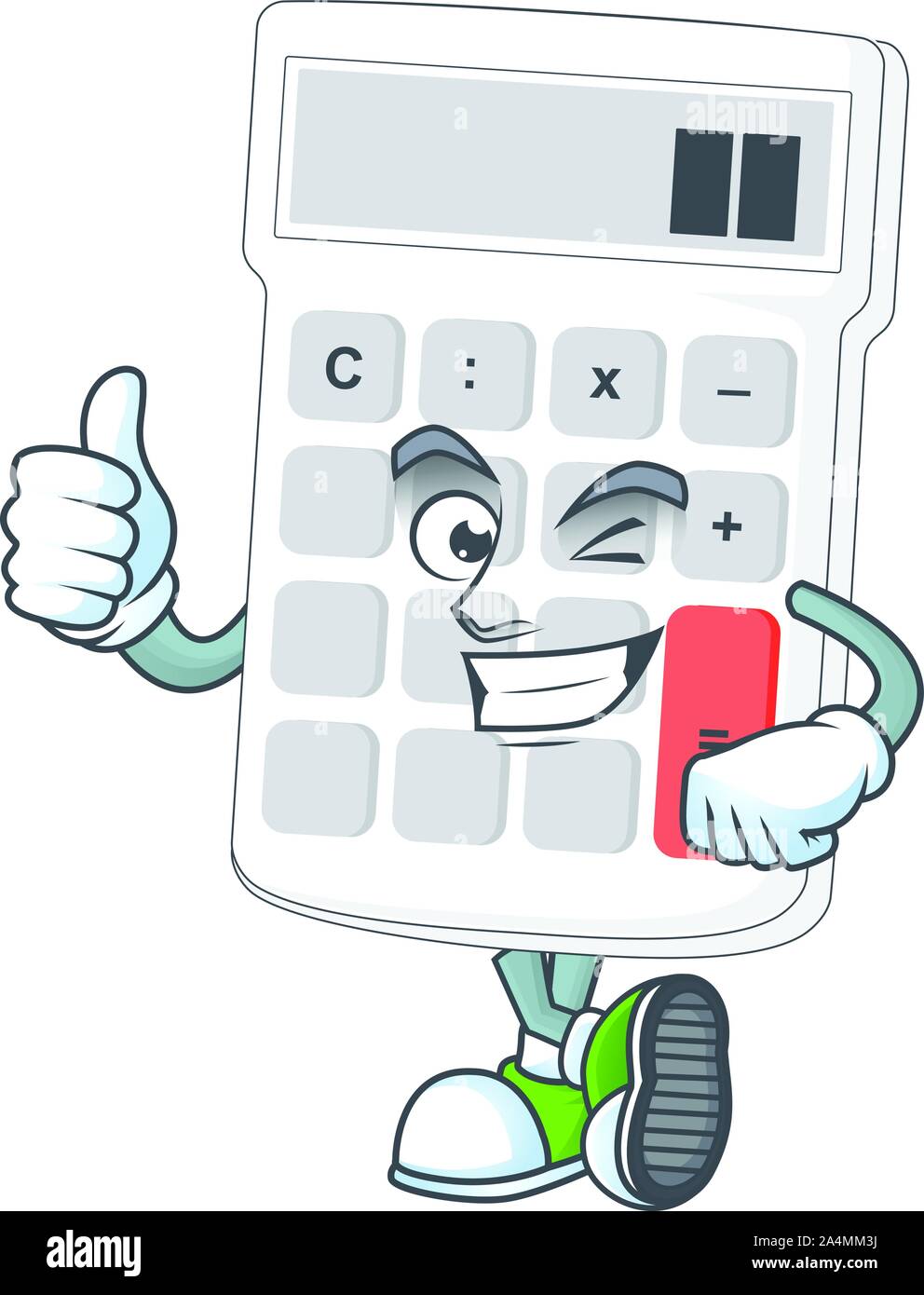 Thumbs up cartoon calculator white for calculate tool Stock Vector ...