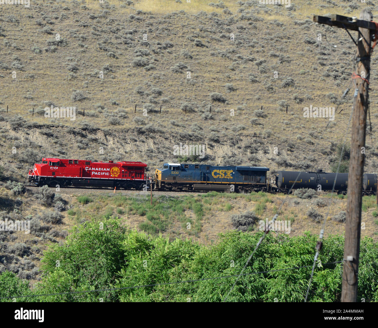 A common sight for freight rail haulage on North American routes. A ...