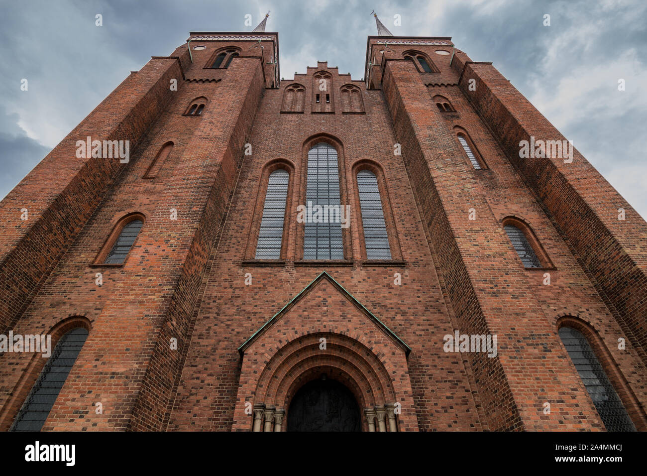 The Cathedral of Saint Luke in Roskilde, Denmark. Church of the Danish ...