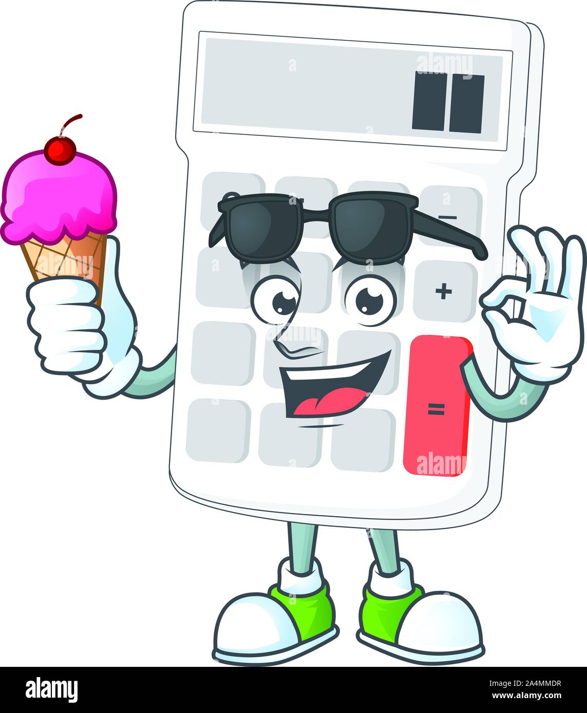 With ice cream cartoon calculator white for calculate tool Stock Vector ...