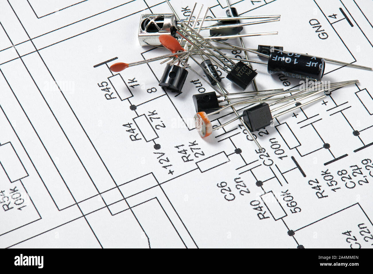 closeup of electronic component, unit, part, radio equipment and ...