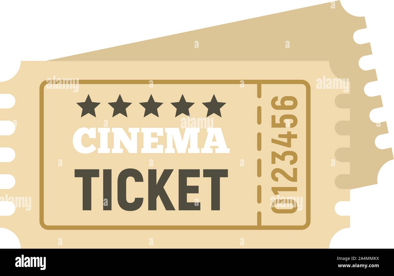 Cinema ticket icon. Flat illustration of cinema ticket vector icon for ...