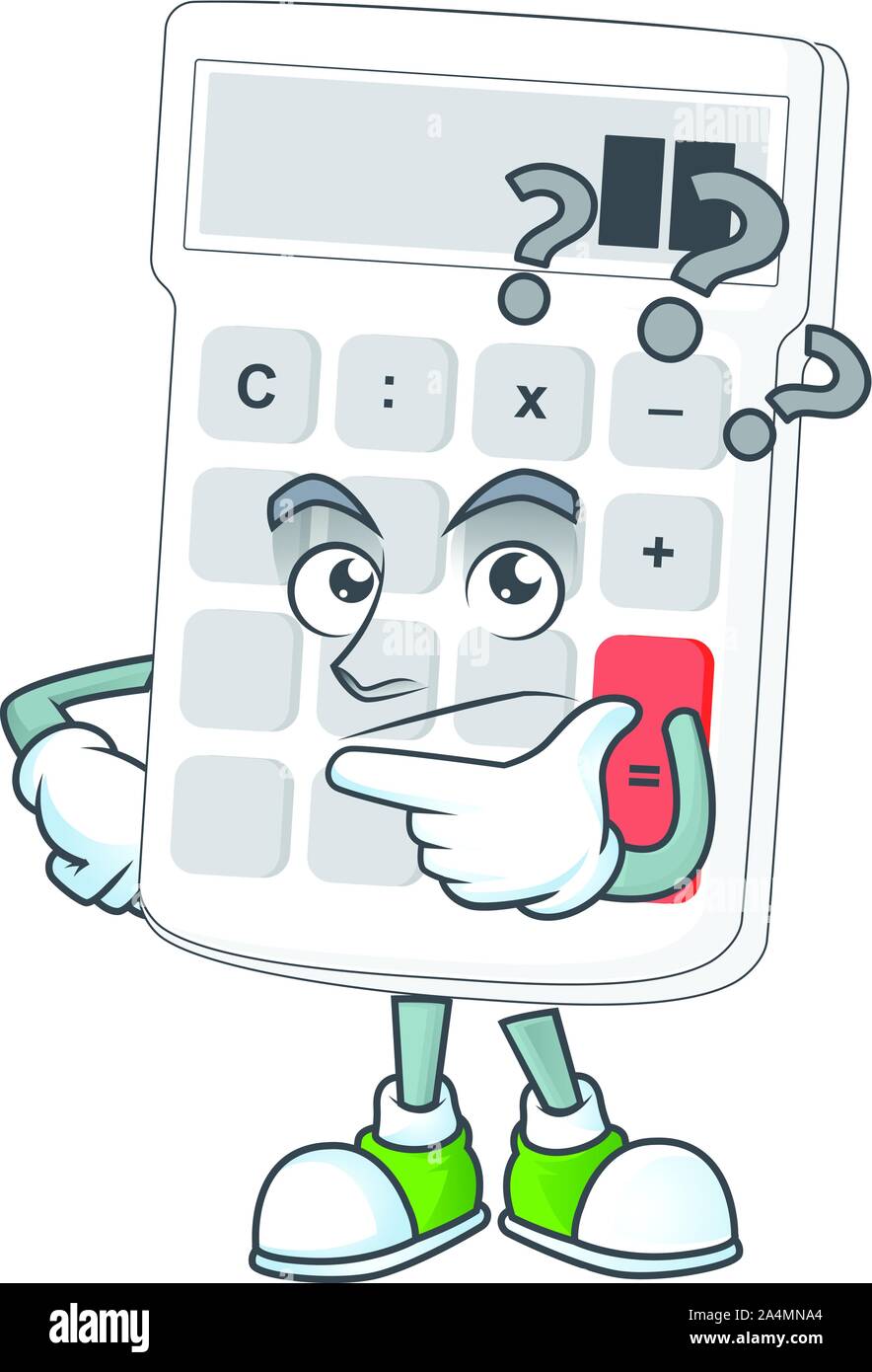 Thinking white calculator in the character mascot Stock Vector Image ...