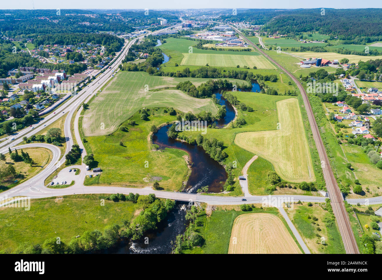 Landscape with river Stock Photo - Alamy