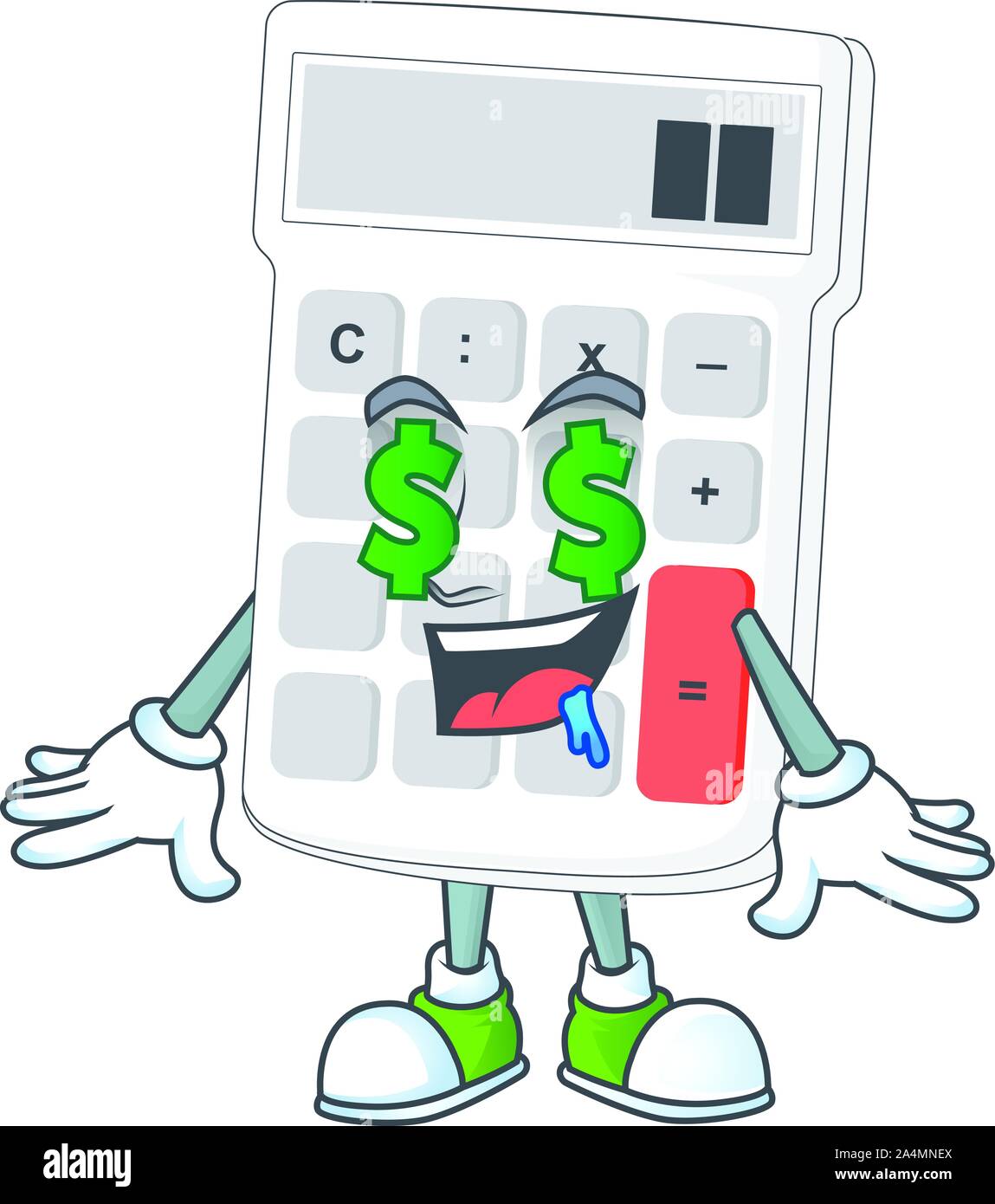 Money eye white calculator cartoon character with mascot Stock Vector ...
