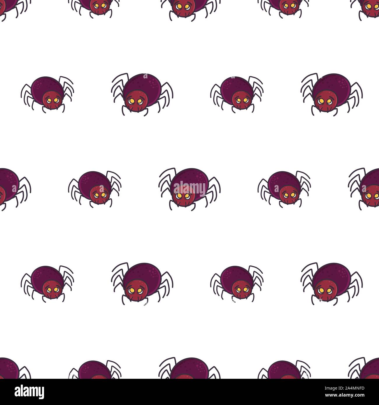 Cute spider seamless pattern on white background. Vector cartoon style ...