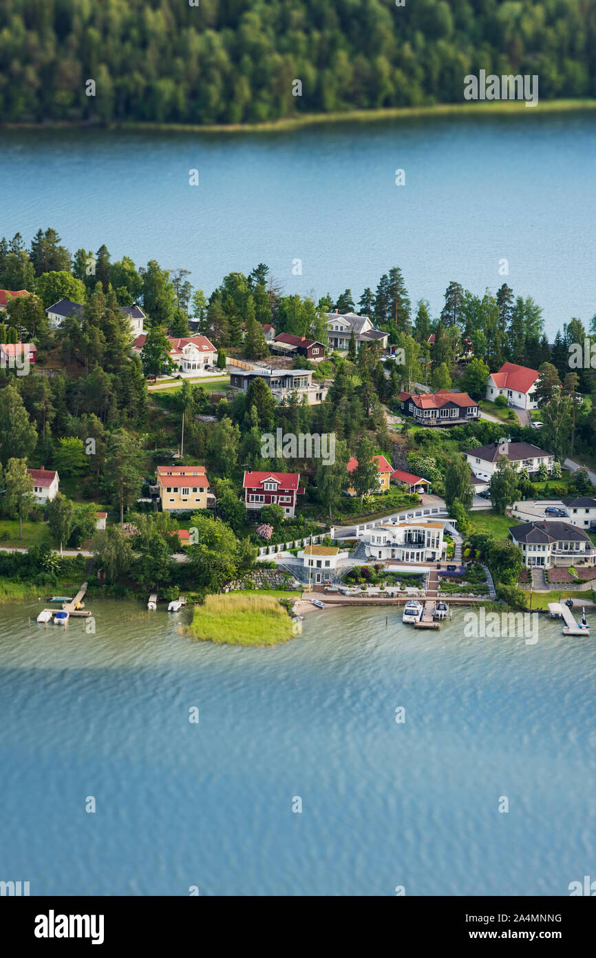 Buildings at lake Stock Photo - Alamy