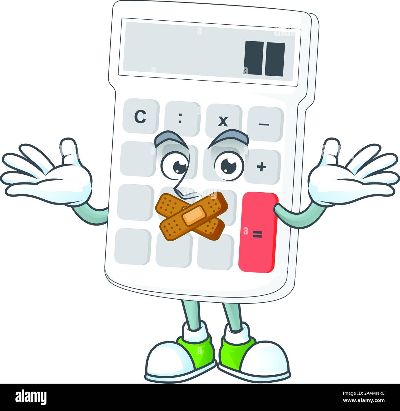 Silent white calculator cartoon character with mascot Stock Vector ...