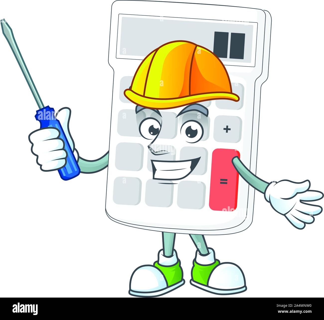 Automotive white calculator cartoon character with mascot Stock Vector ...