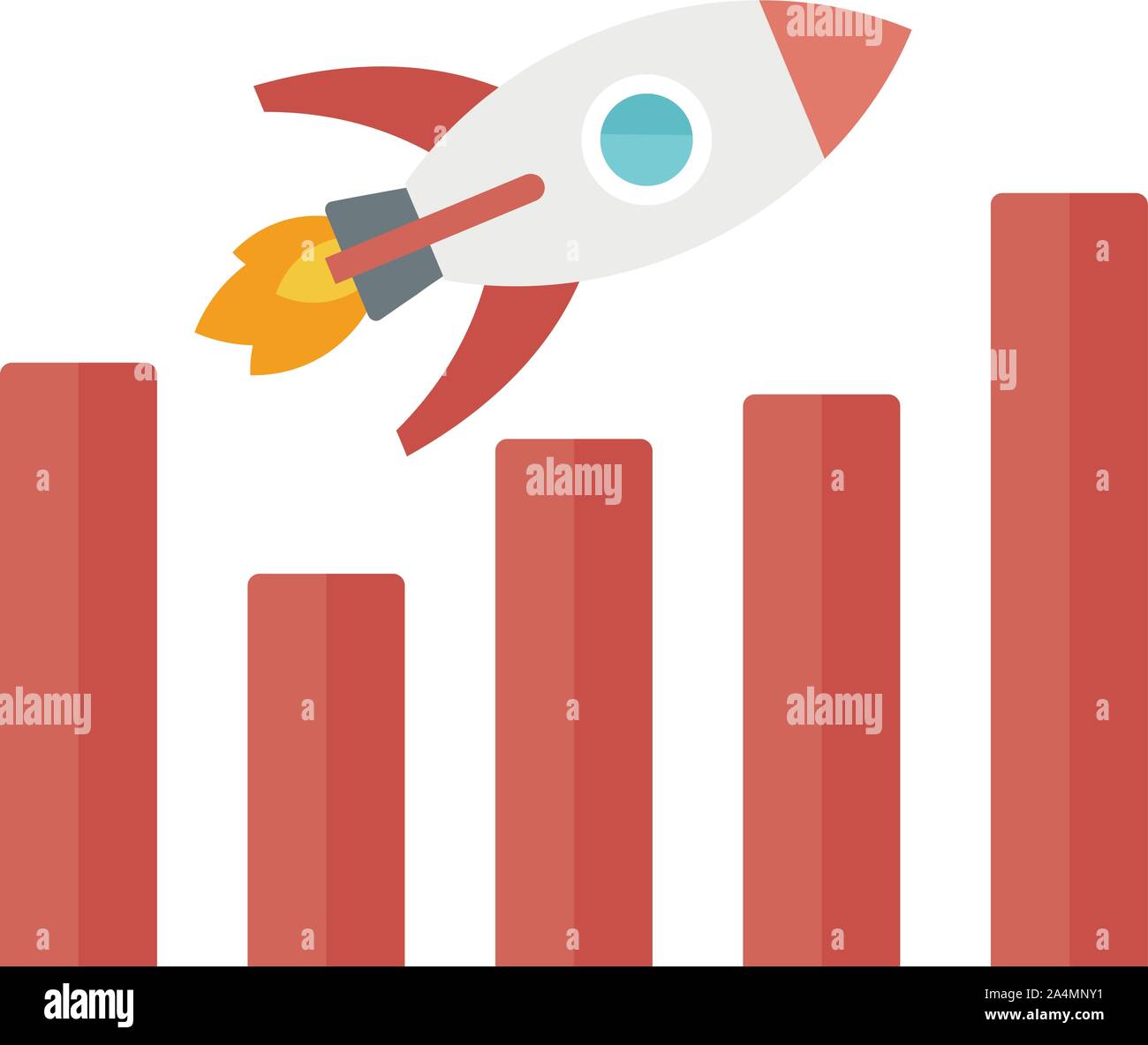 Rocket graph up icon. Flat illustration of rocket graph up vector icon ...