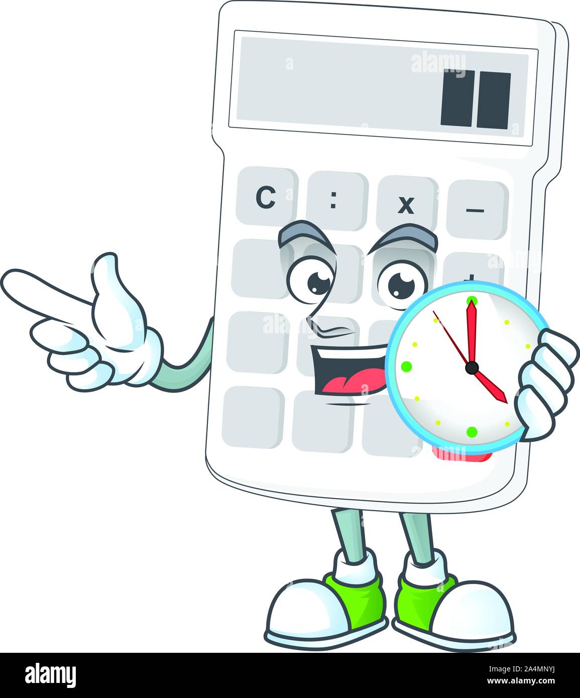 With clock cartoon calculator white for calculate tool Stock Vector ...