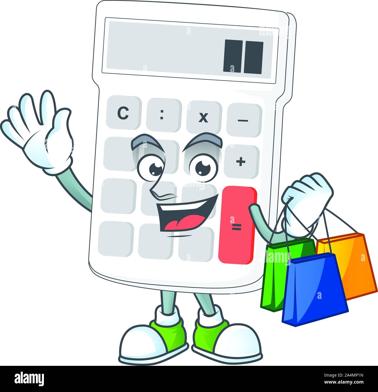 Shopping cartoon calculator white for calculate tool Stock Vector Image ...