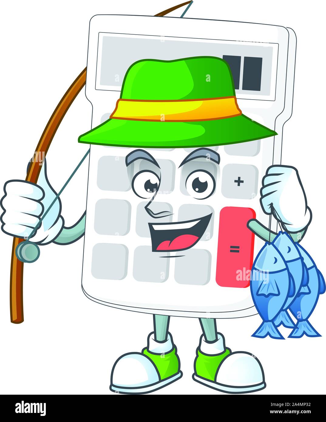 Fishing white calculator in the character mascot Stock Vector Image ...