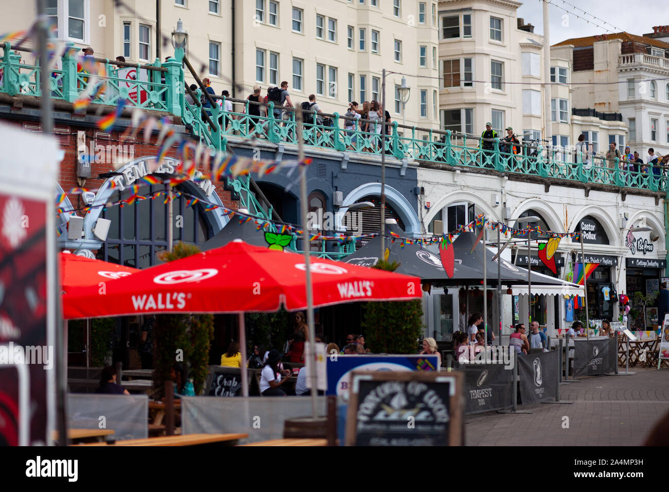 The seaside resort town of Brighton and Hove in East Sussex, England on ...