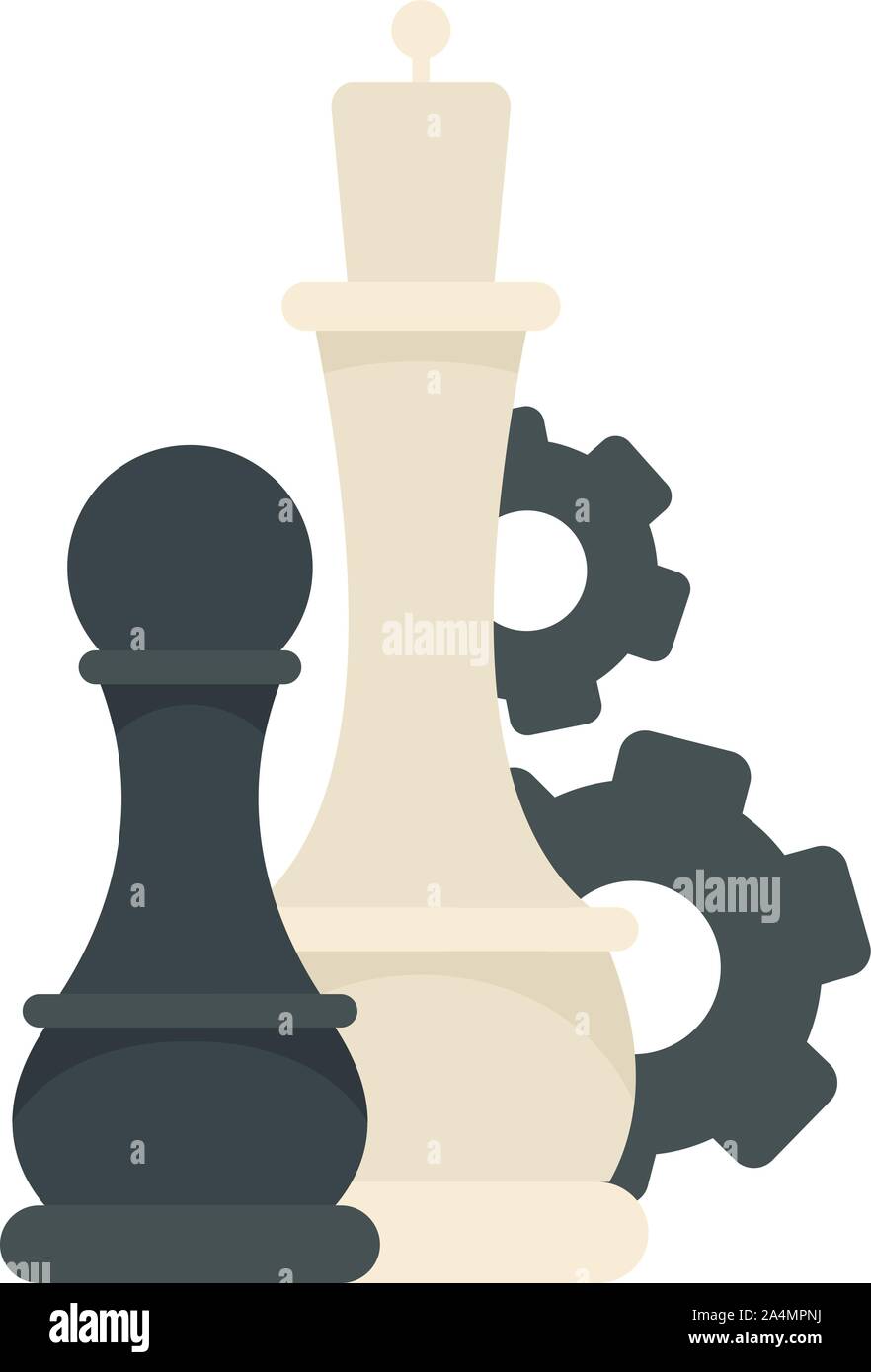 Chess logic gear icon. Flat illustration of chess logic gear vector ...