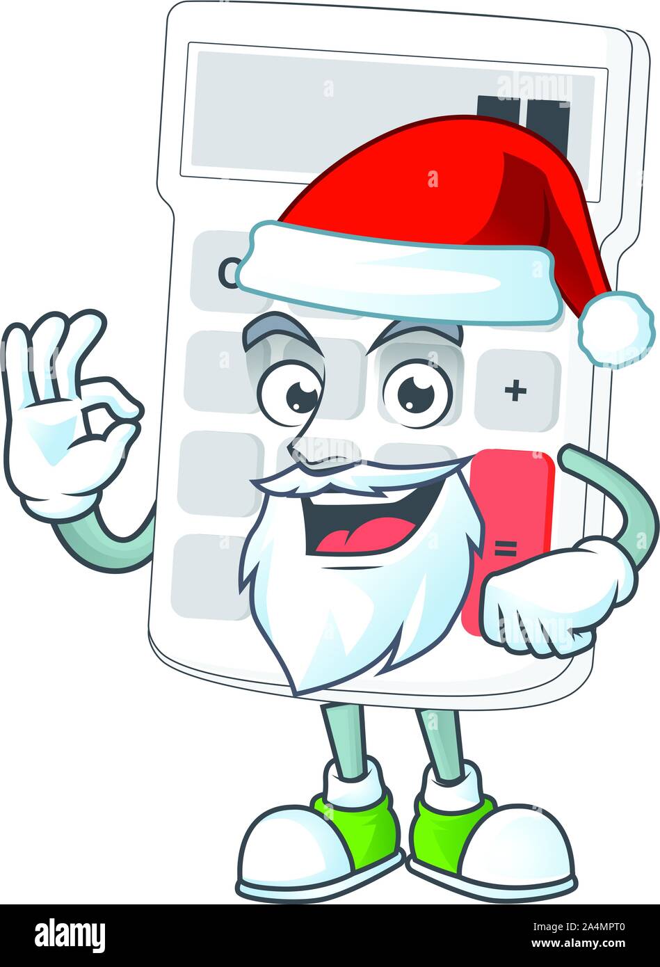 Santa white calculator cartoon character with mascot Stock Vector Image ...