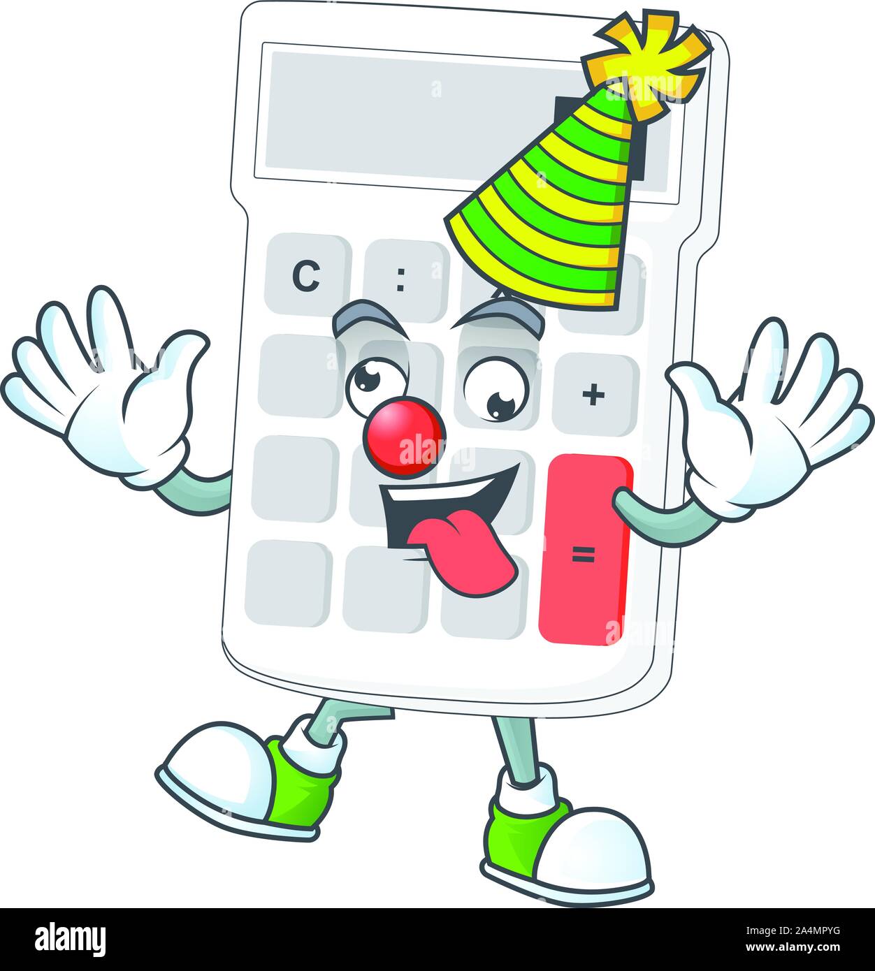 Clown white calculator cartoon character with mascot Stock Vector Image ...