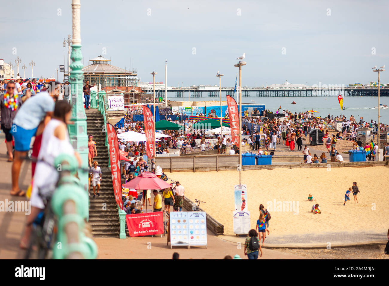 The seaside resort town of Brighton and Hove in East Sussex, England on ...