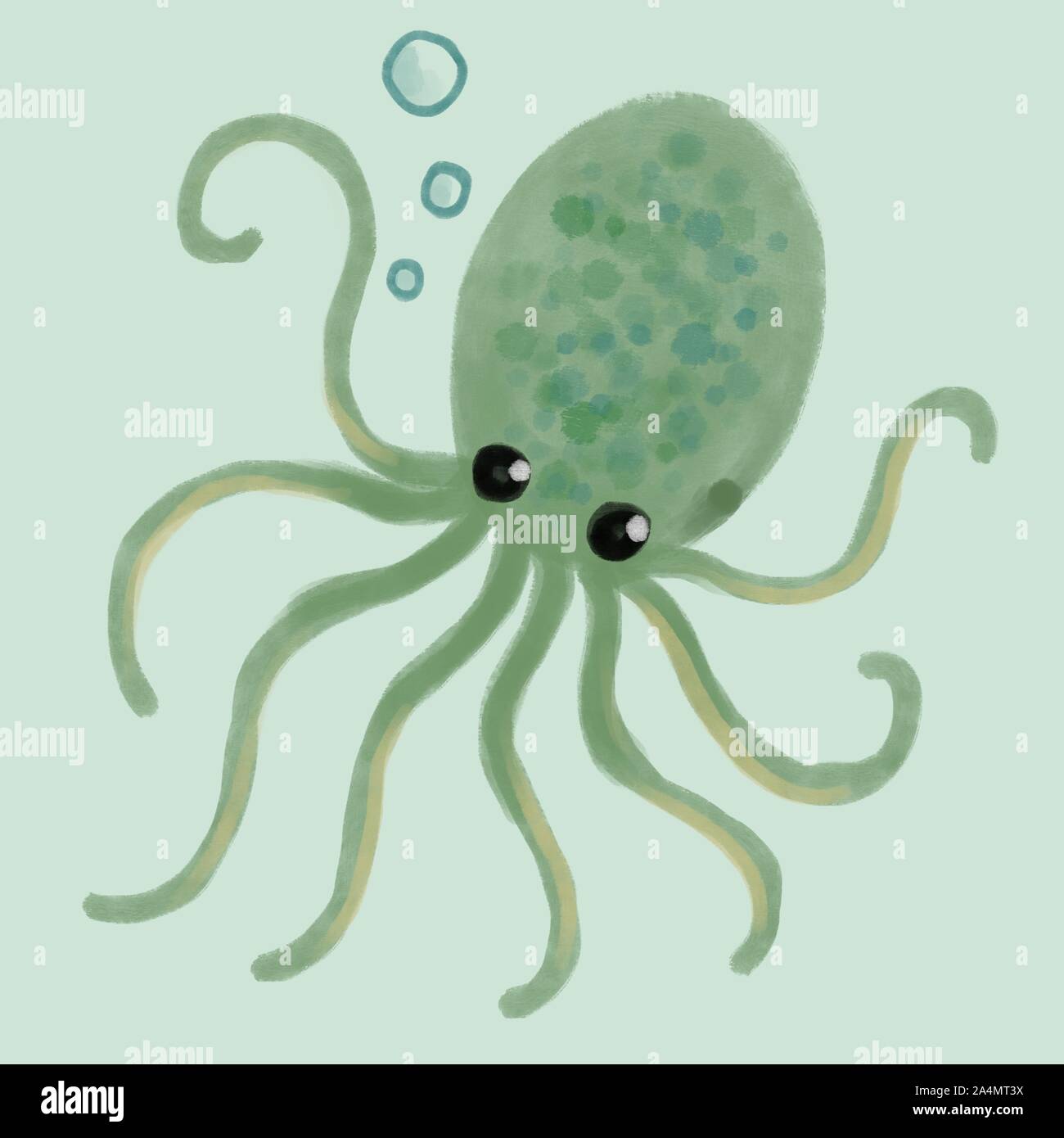 a big green octopus illustration Stock Photo - Alamy
