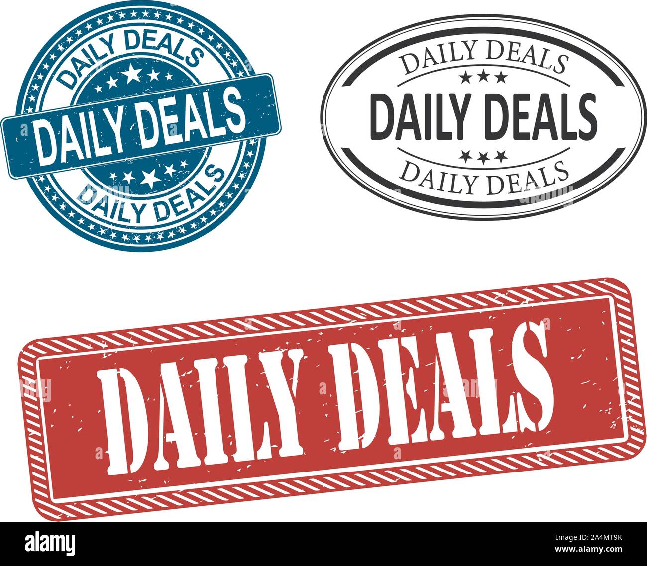 Abstract grunge rubber stamp with the text Daily Deals written inside ...