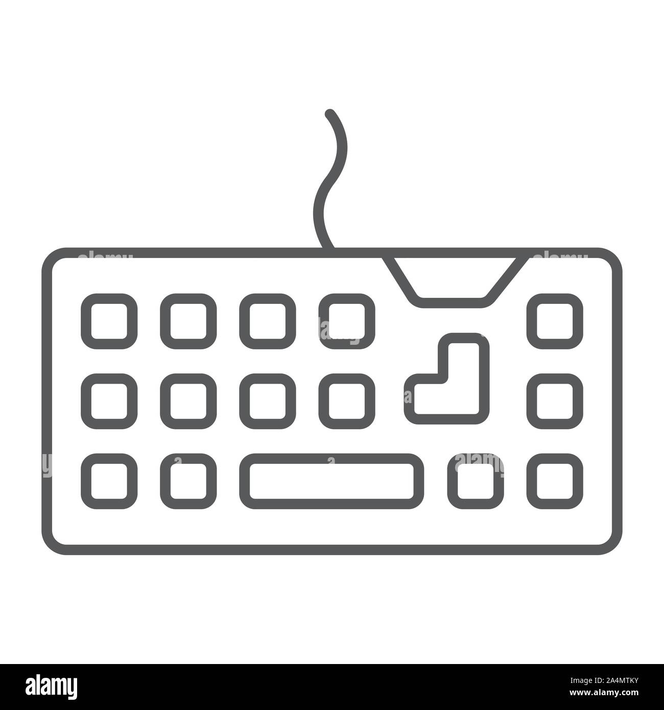 Keyboard thin line icon, technology and device, keypad sign, vector graphics, a linear pattern ...