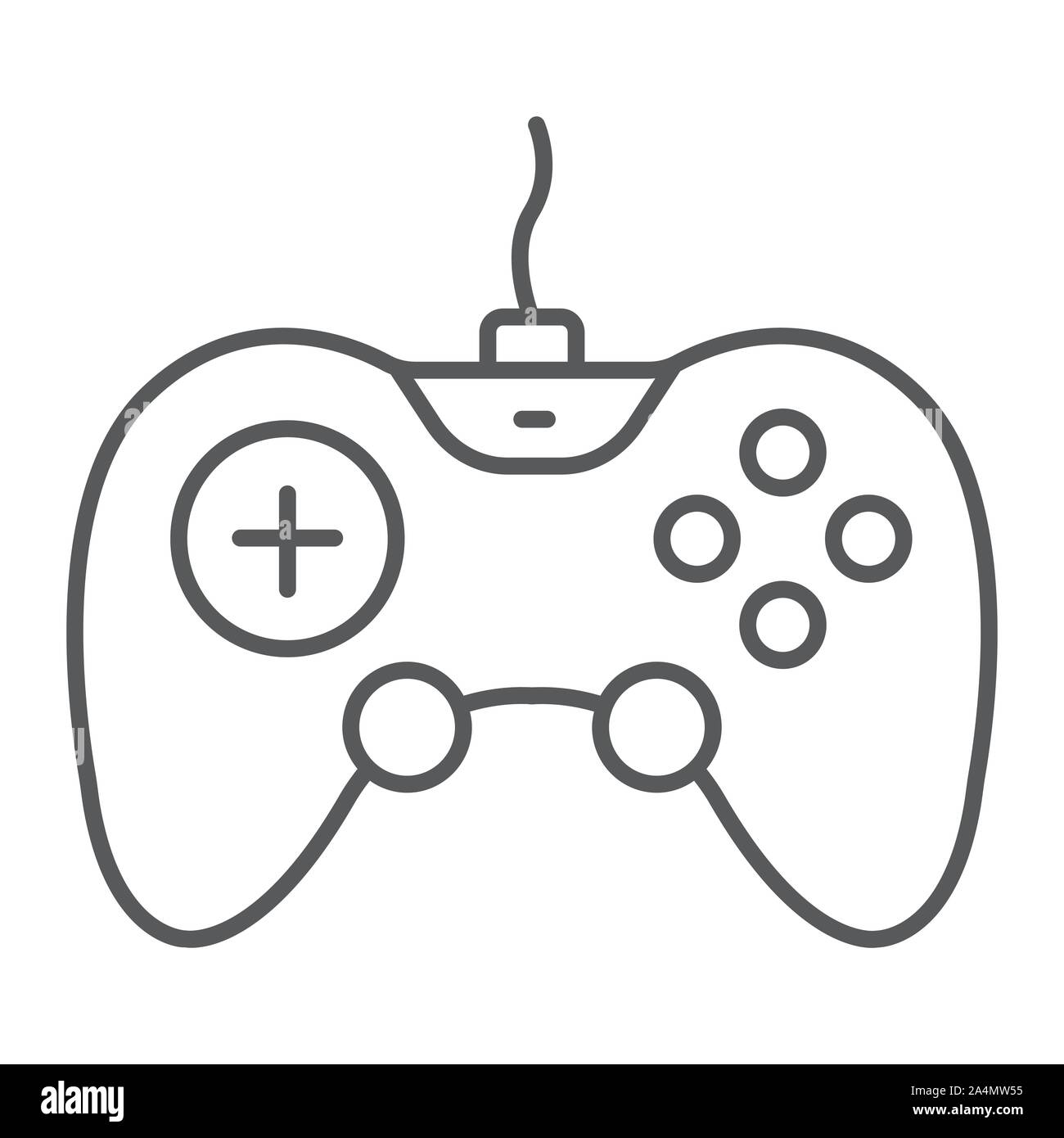 Gamepad thin line icon, technology and entertainment, joystick sign ...