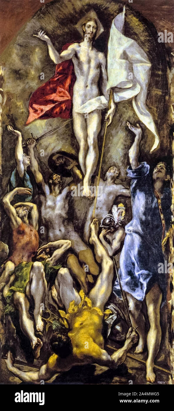 El Greco, The Resurrection, (Doña María de Aragón Altarpiece), painting ...