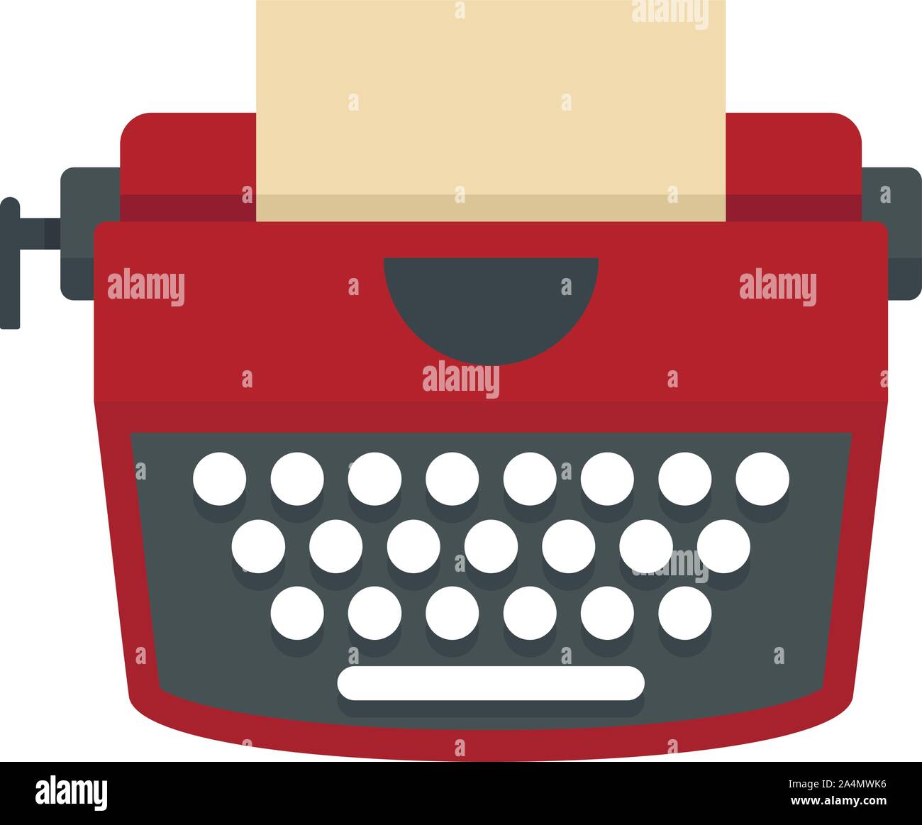 Red retro typewriter icon. Flat illustration of red retro typewriter ...