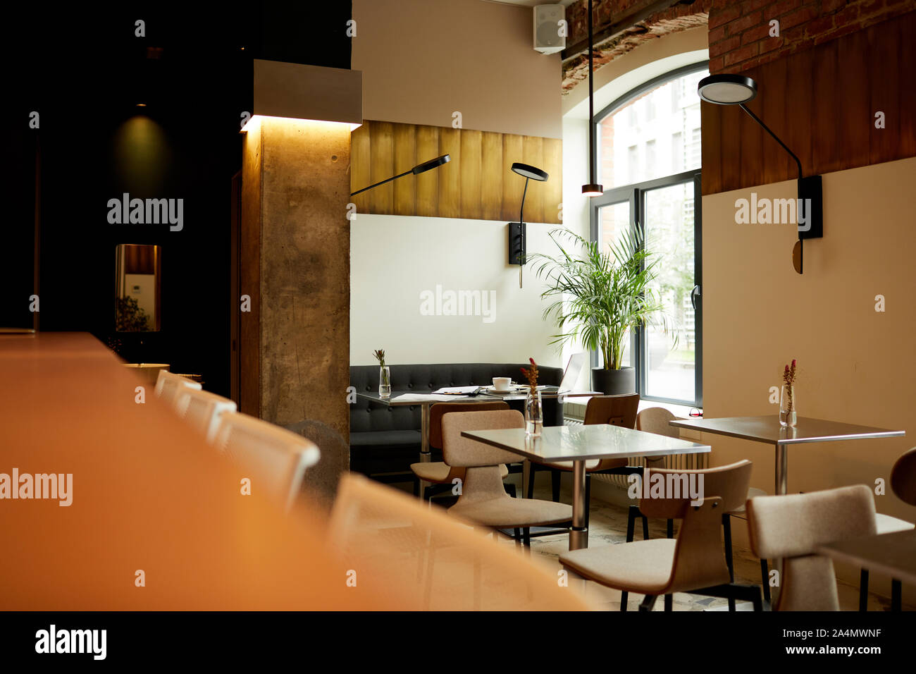 Image of modern beautiful restaurant with no people in the city Stock ...