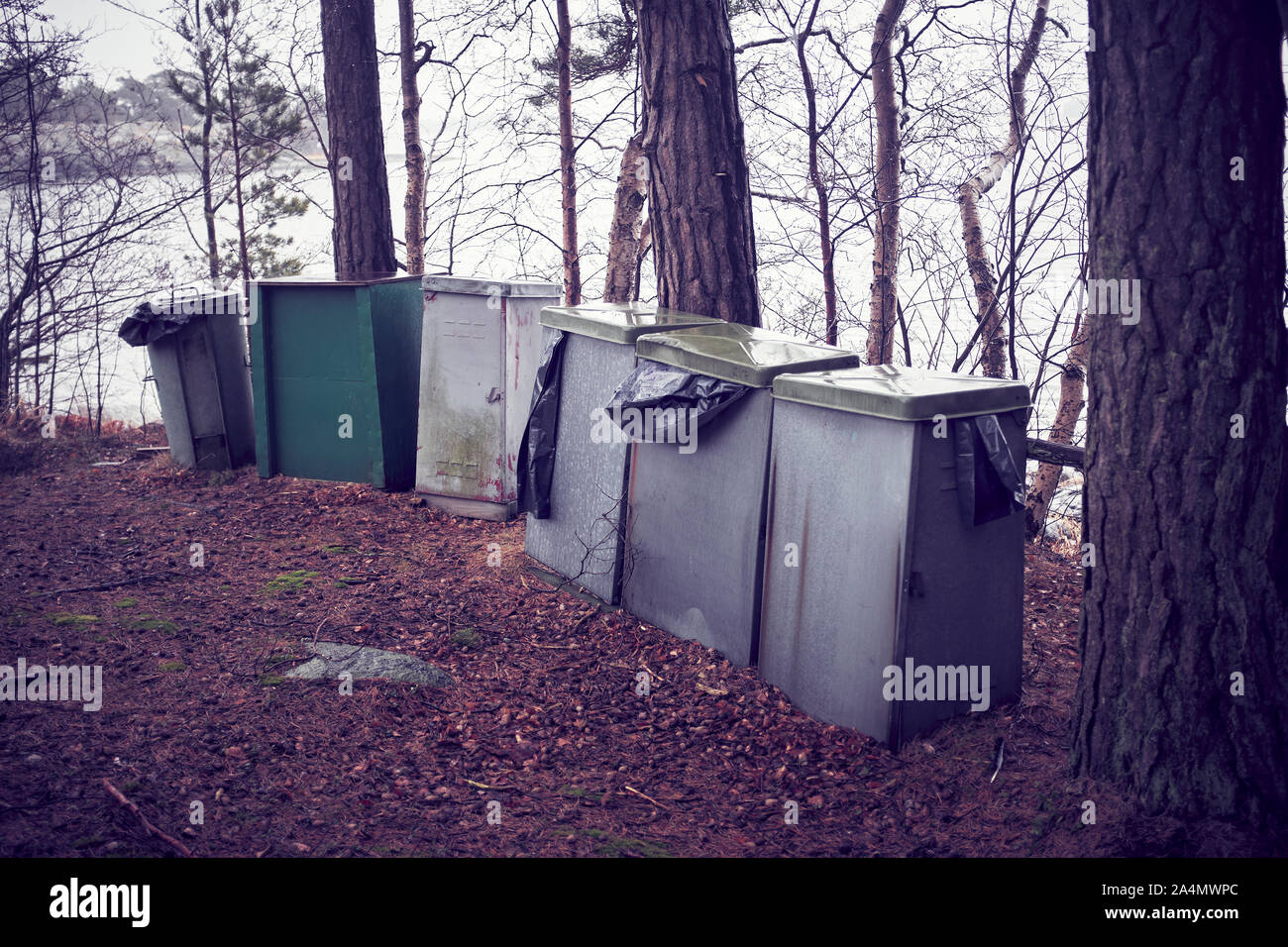 Bins at lake Stock Photo - Alamy