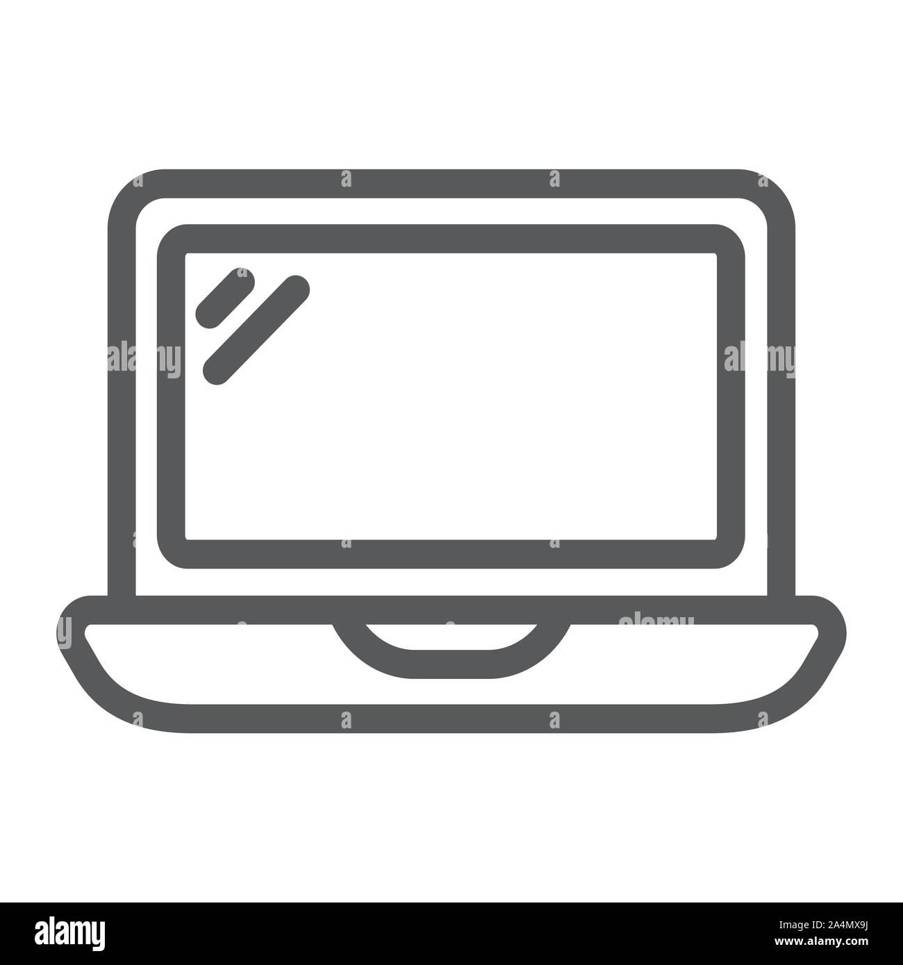 Laptop line icon, technology and computer, notebook sign, vector ...