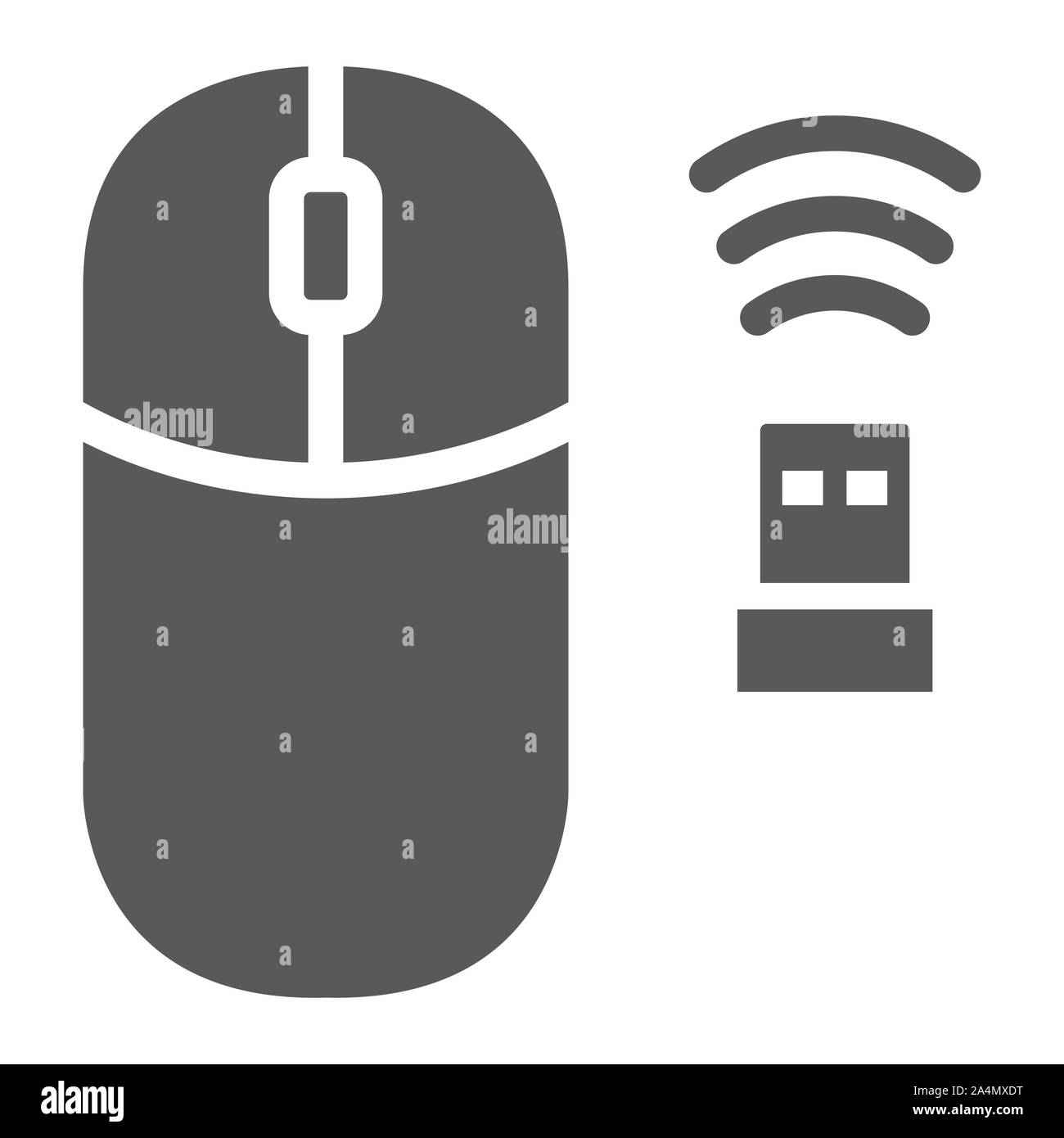 Wireless mouse glyph icon, cursor and device, computer mouse sign ...