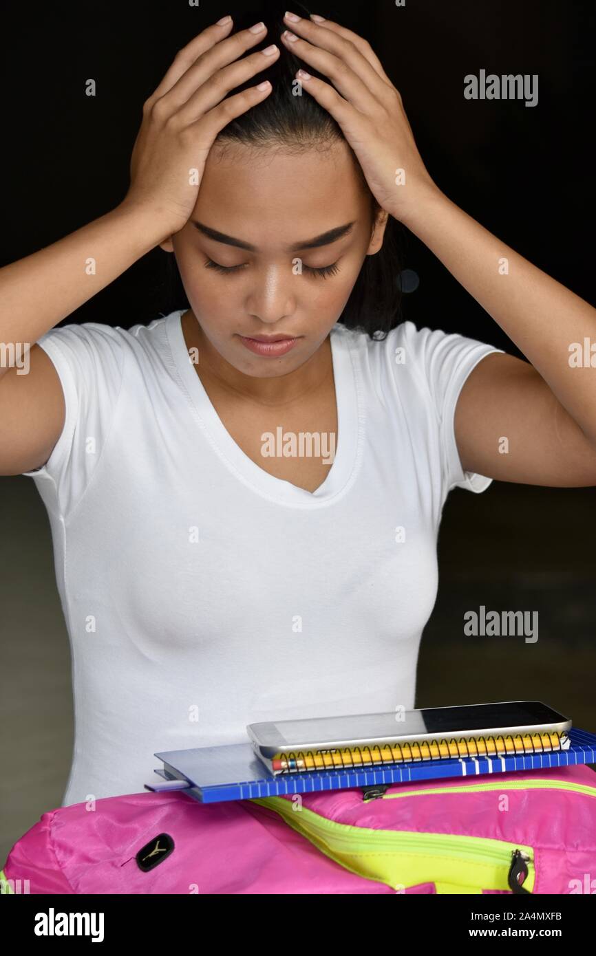 Cute Minority Female Student Under Stress Stock Photo - Alamy