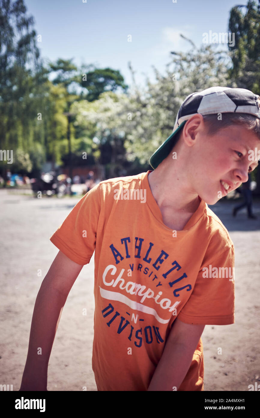 Boy on sandy beach Stock Photo - Alamy