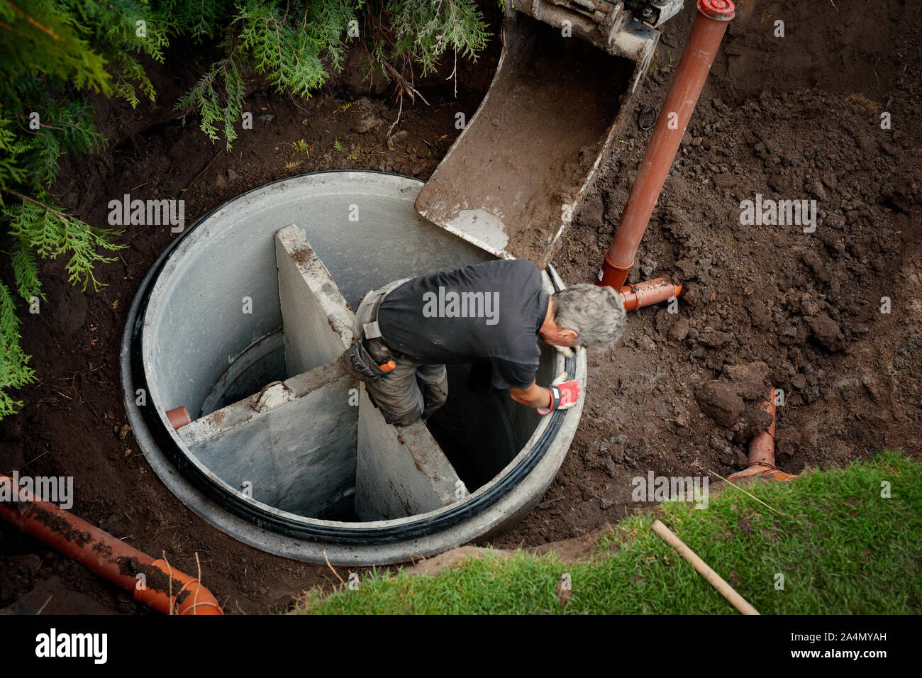 Construction of sewage system Stock Photo - Alamy