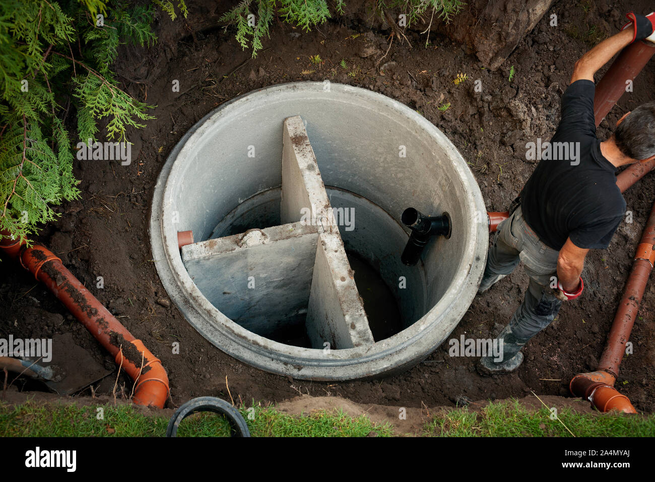 Construction of sewage system Stock Photo - Alamy