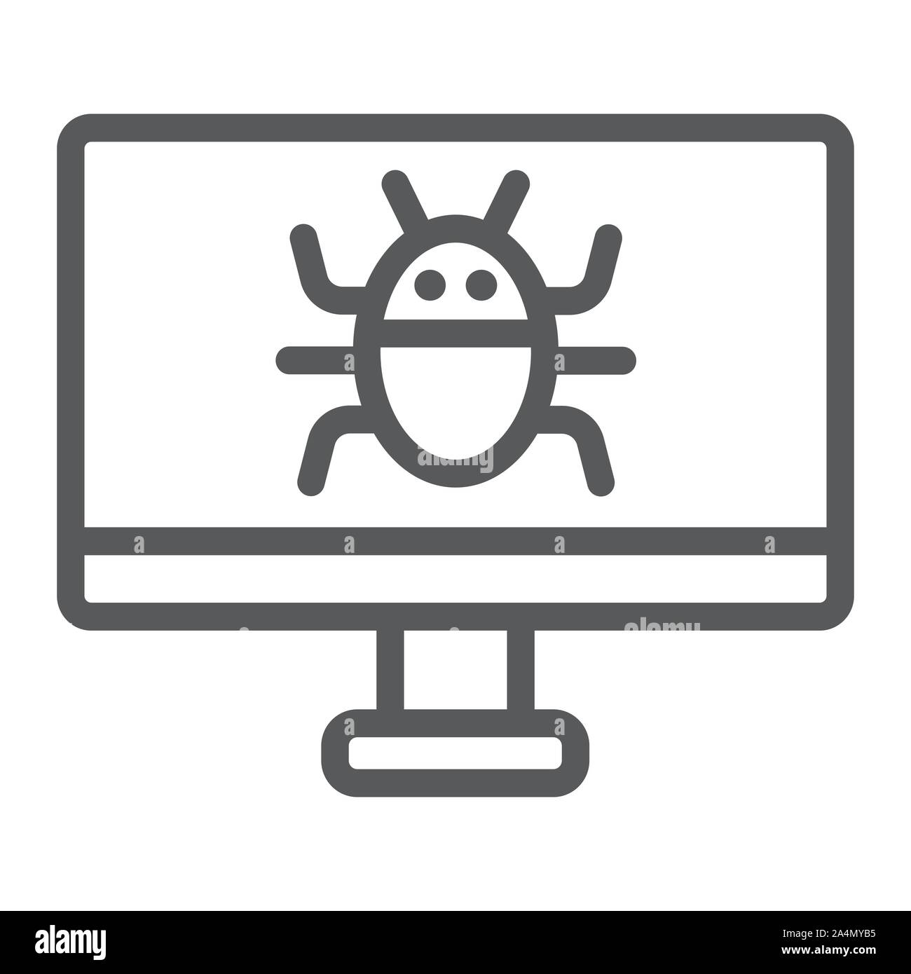 Computer virus line icon, technology and device, software bug sign ...