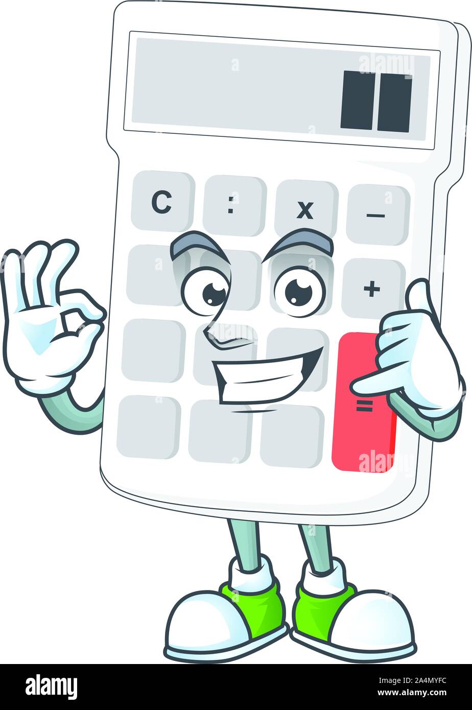 Call me white calculator cartoon character with mascot Stock Vector ...