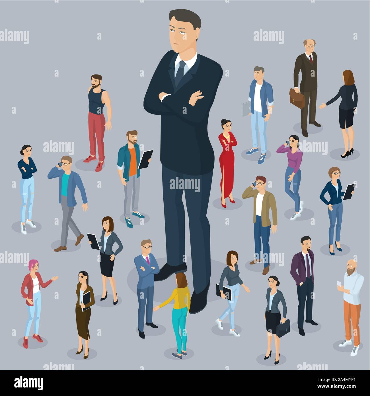 big boss leader office abstract with a background of Isometric people ...